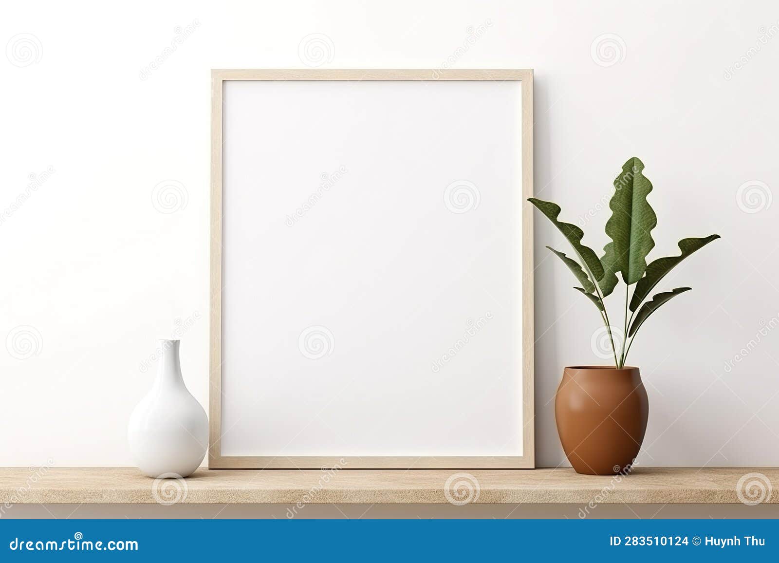 Empty Horizontal Frame Mockup in a Modern Minimalist Interior with ...