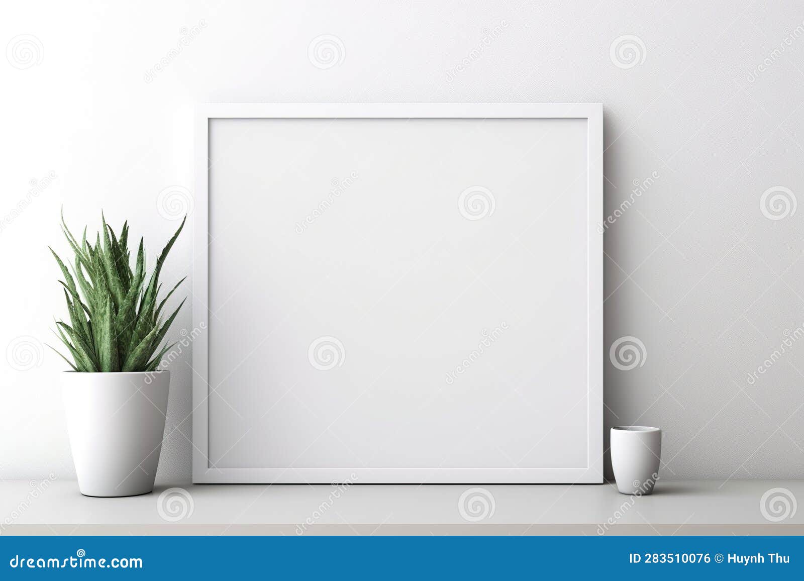 Empty Horizontal Frame Mockup in a Modern Minimalist Interior with ...