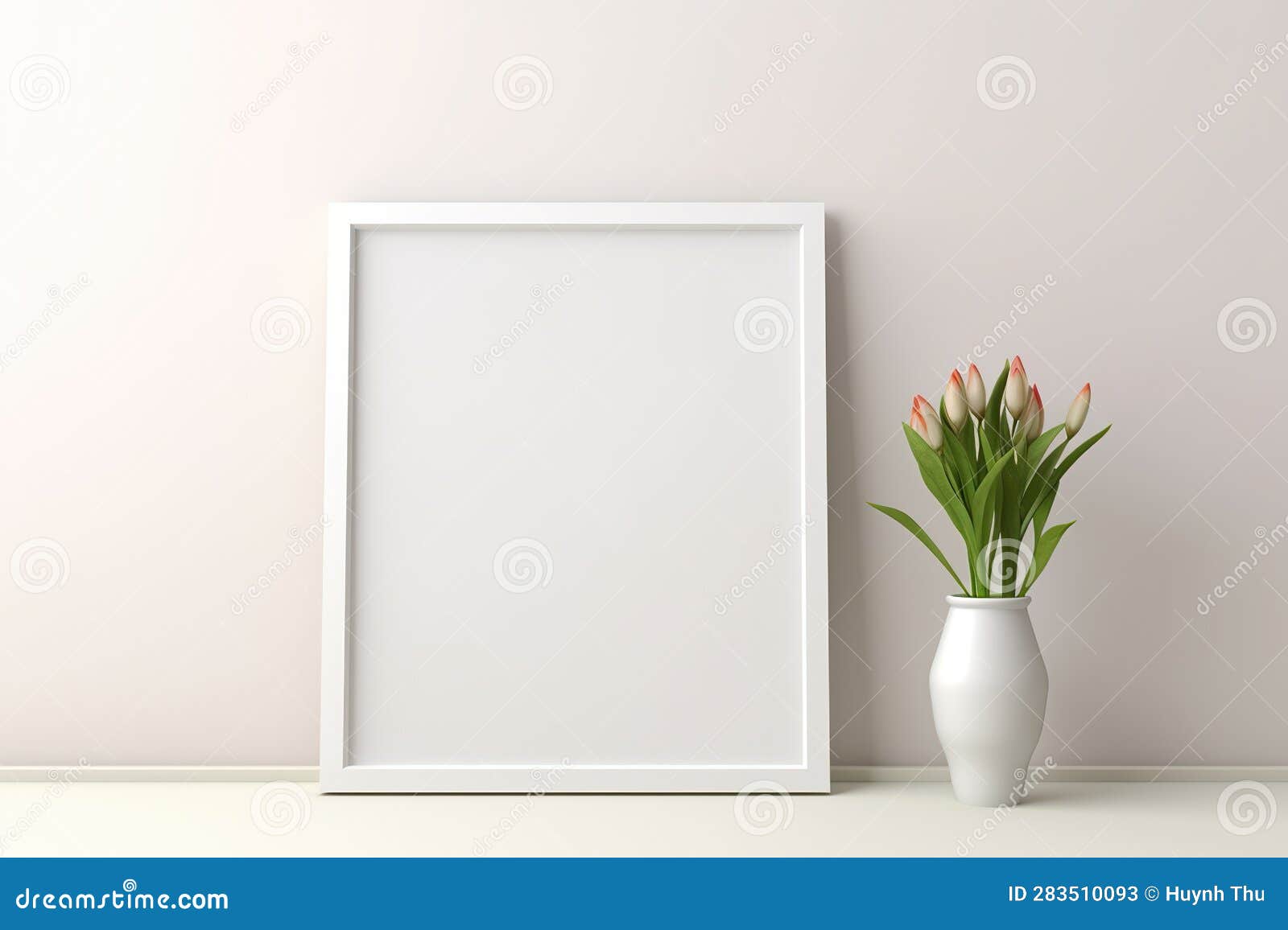 Empty Horizontal Frame Mockup in a Modern Minimalist Interior with ...