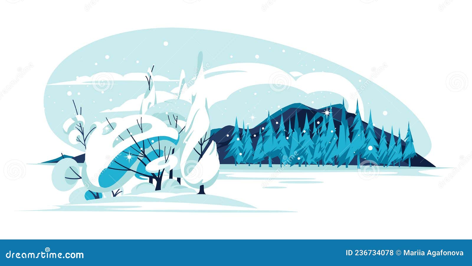 Empty Horizontal Winter Snowy Scene Stock Vector - Illustration of ...