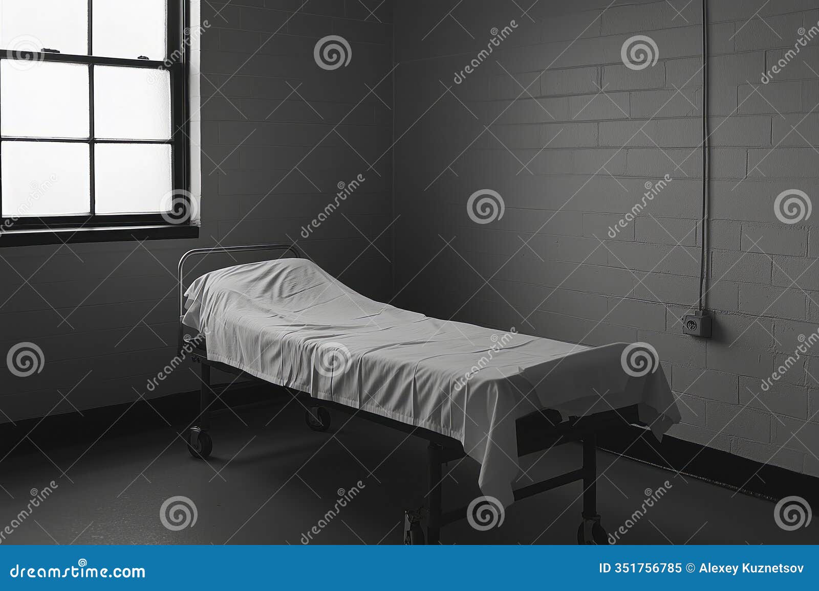 An Empty Hospital Bed Covered with a Sheet Stands in a Hospital Room ...