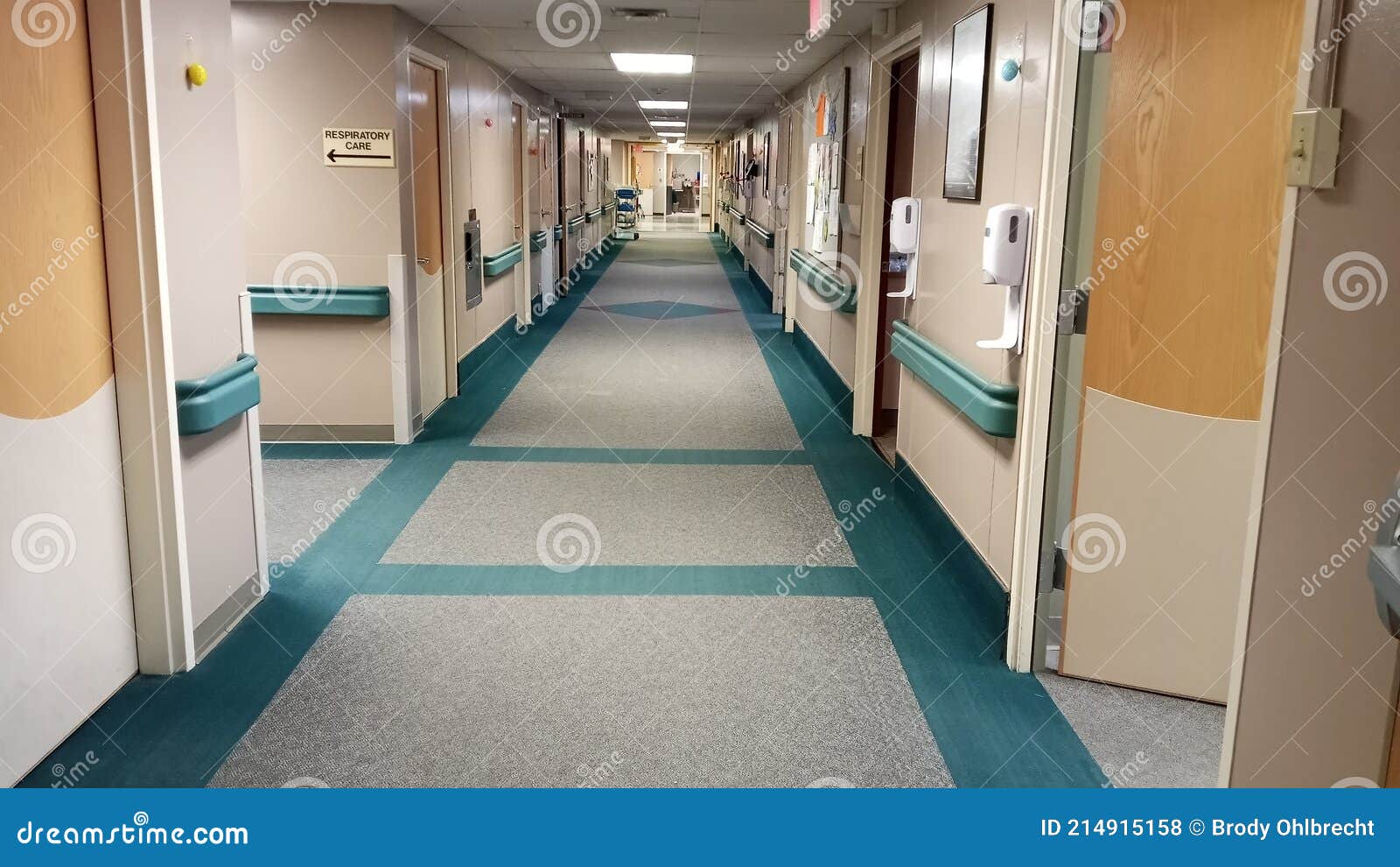Empty hospital hallway stock photo. Image of long, subway - 214915158