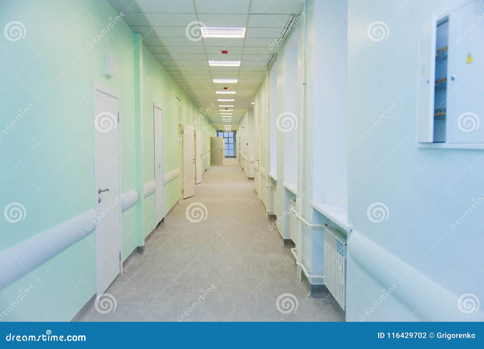 Empty hospital hallway stock photo. Image of medical - 116429702