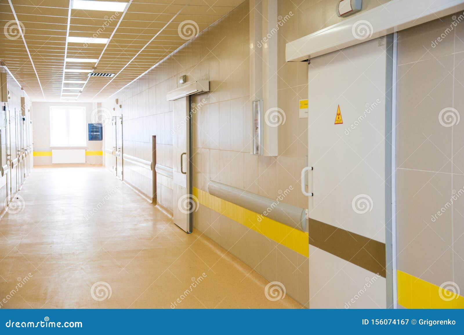 Empty hospital hallway stock image. Image of hall, health - 156074167