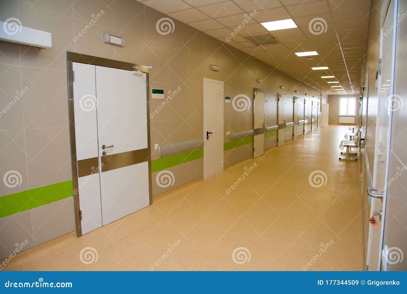 Empty hospital hallway stock image. Image of room, interior - 177344509