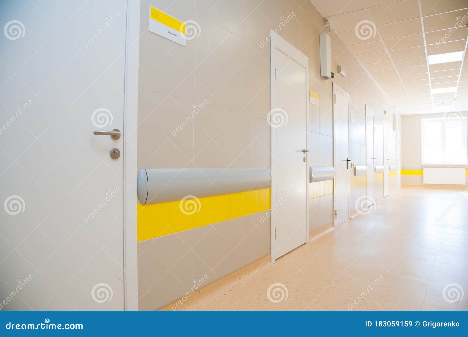 Empty hospital hallway stock image. Image of health - 183059159