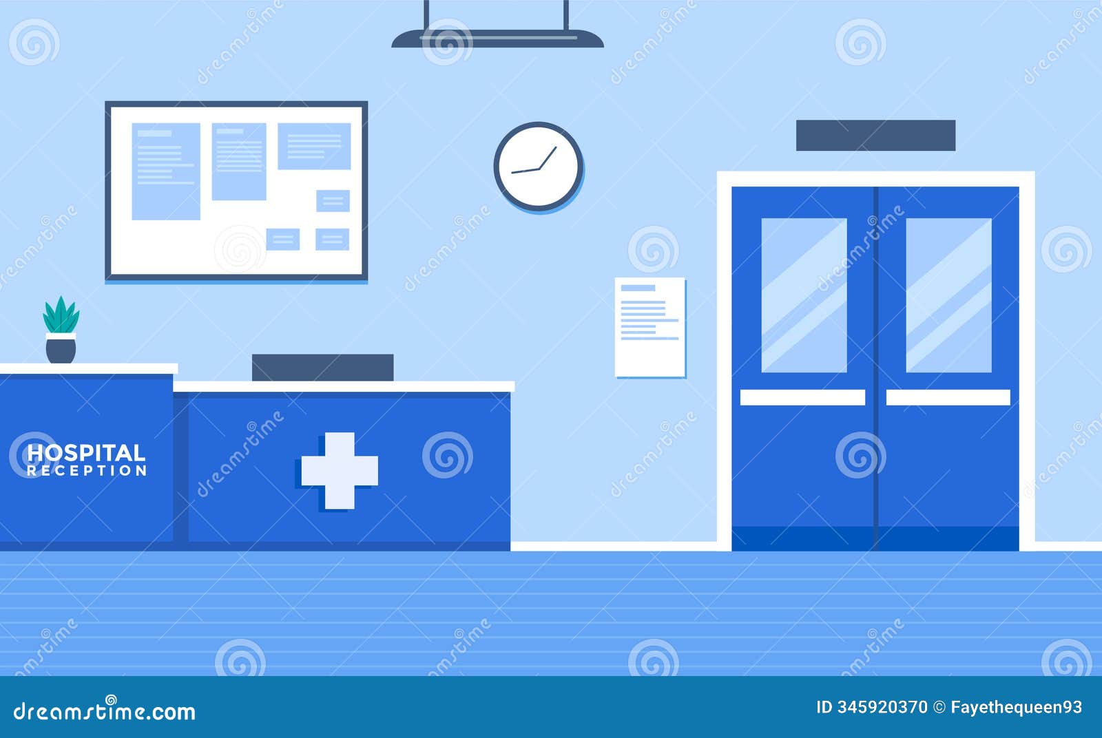 Empty Hospital Reception in Flat Style. Indoor Hospital Reception Scene ...