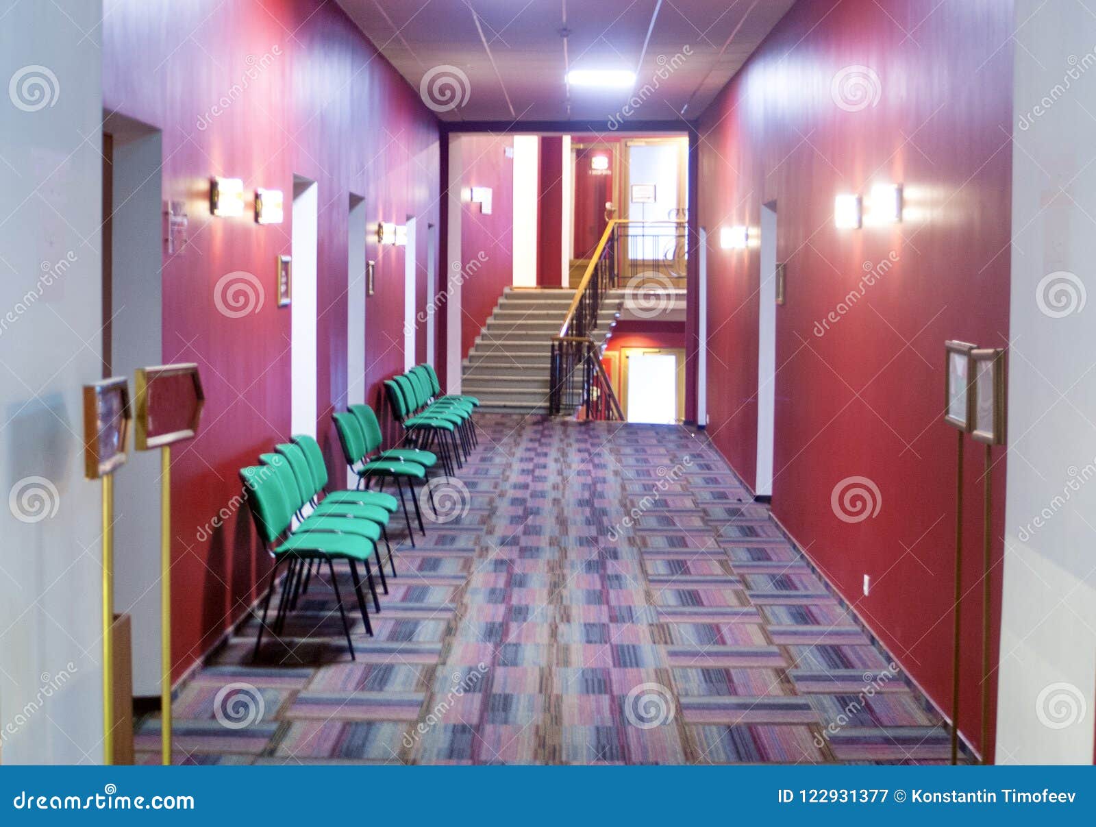 Empty hotel corridor. stock image. Image of unrenovated - 122931377