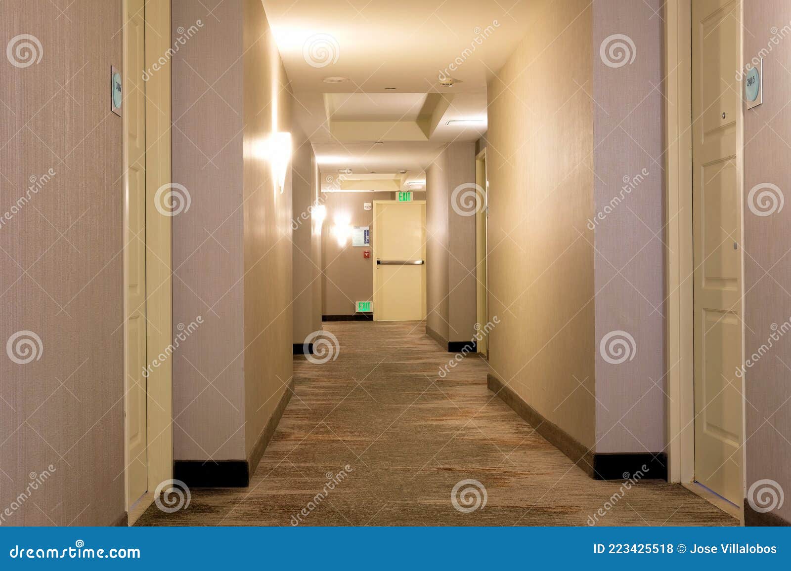 Empty Hotel Hall with Emergency Exit in the Distance Editorial Stock ...