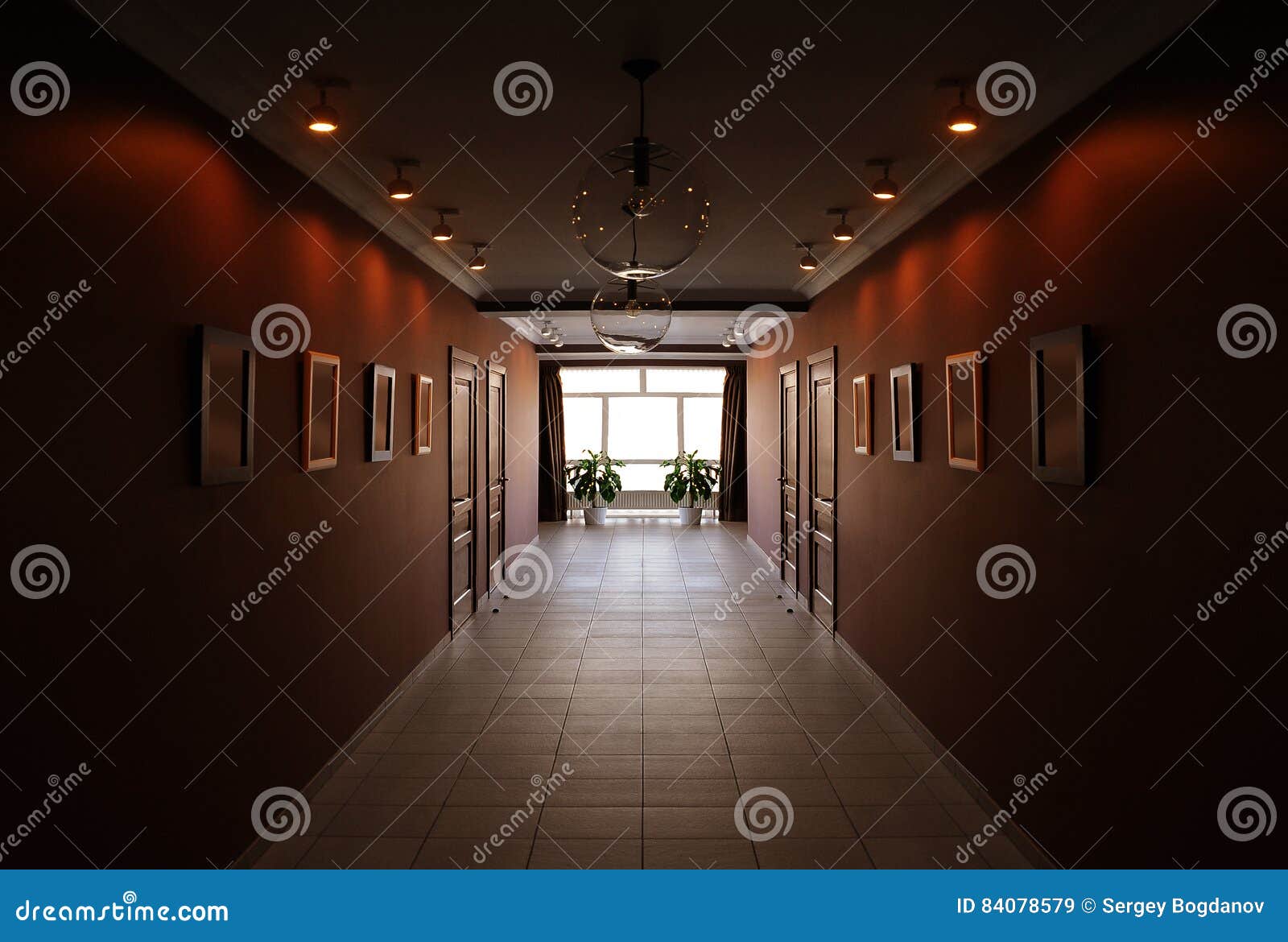 Empty hotel hallway stock image. Image of interior, design - 84078579