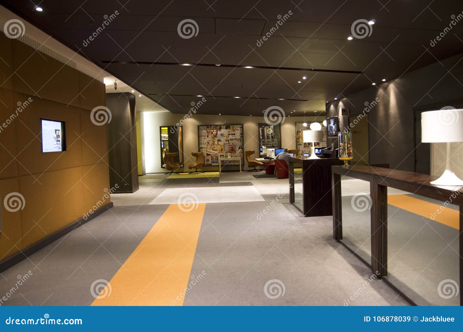 Empty Hotel Reception Lobby Desk Editorial Stock Image - Image of ...