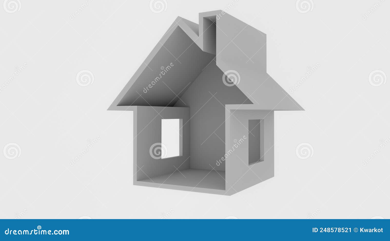 Empty House Cross Section Isolated on White Background. 3d Rendering ...