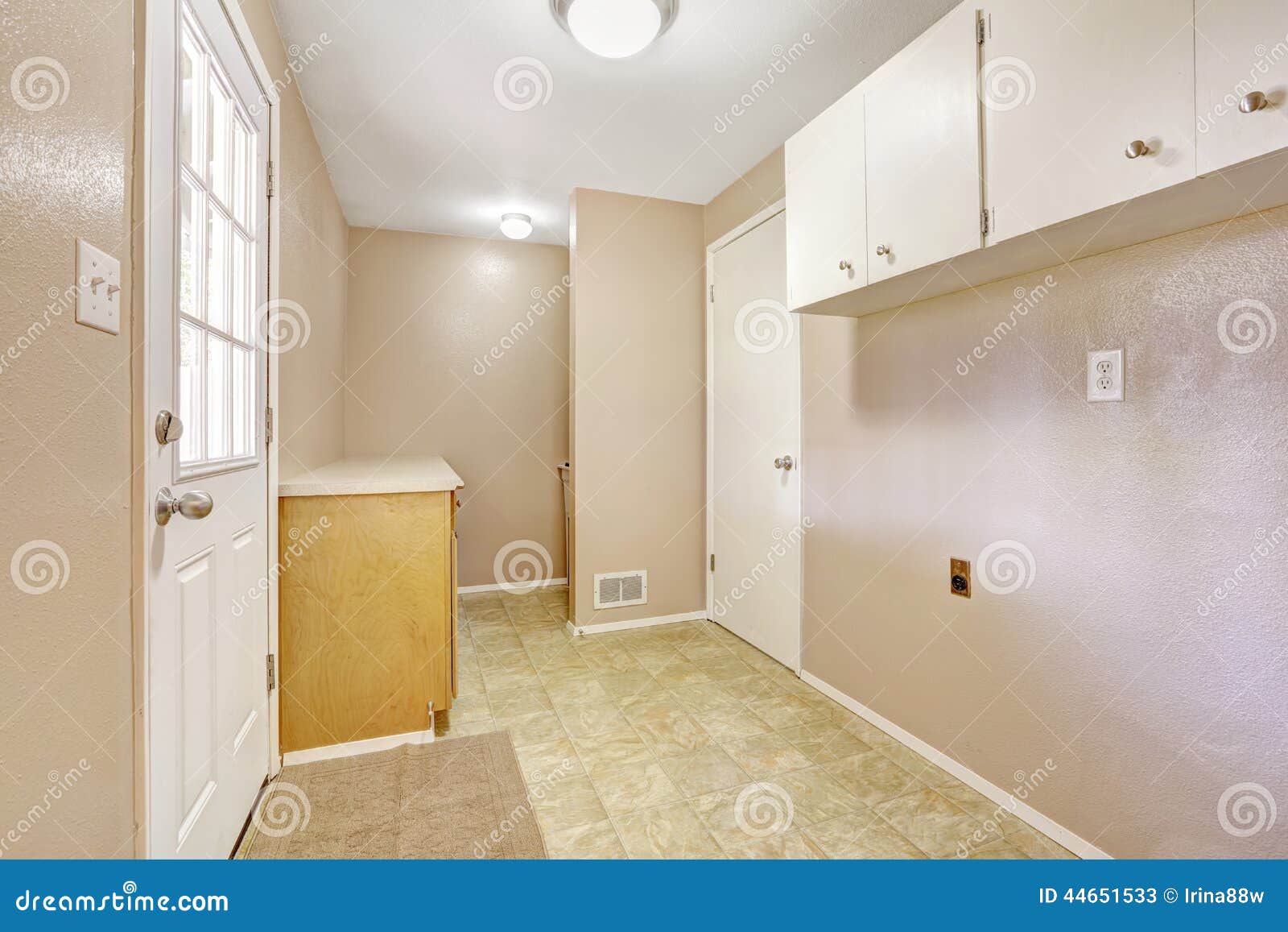 Empty House Interior. Hallway with Exit To Backyard Stock Image - Image ...