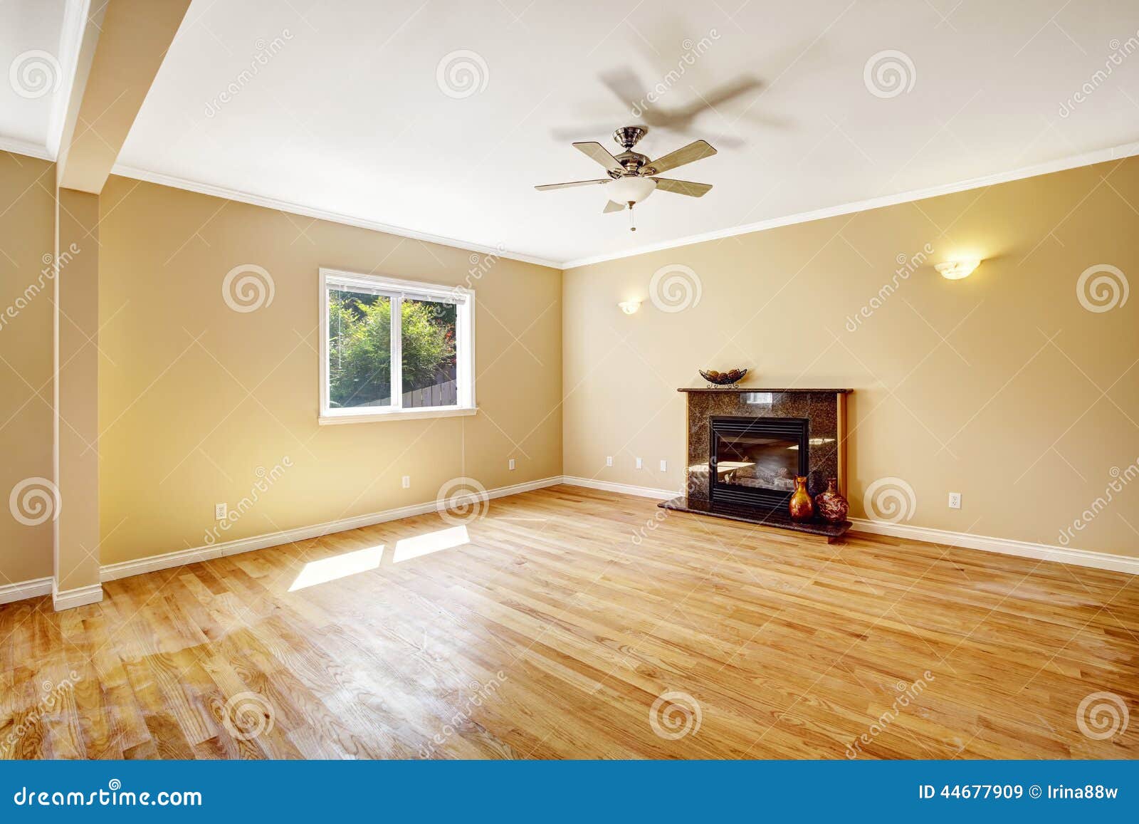 Empty House. Living Room with Fireplace Stock Image - Image of ...