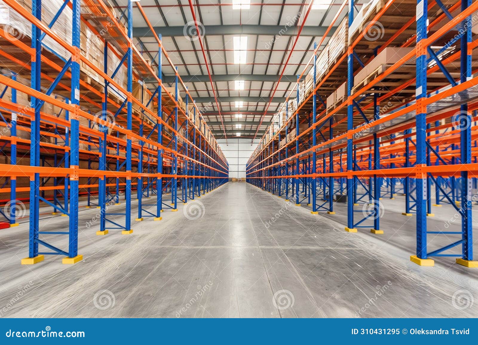 Empty Huge Distribution Warehouse with High Shelves and Pallet, Modern ...