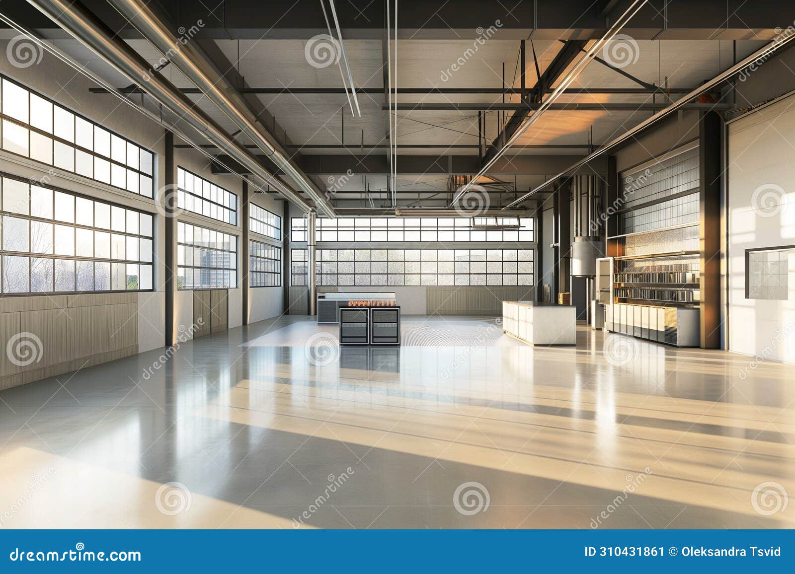 Empty Huge Distribution Warehouse With High Shelves And Pallet, Modern ...