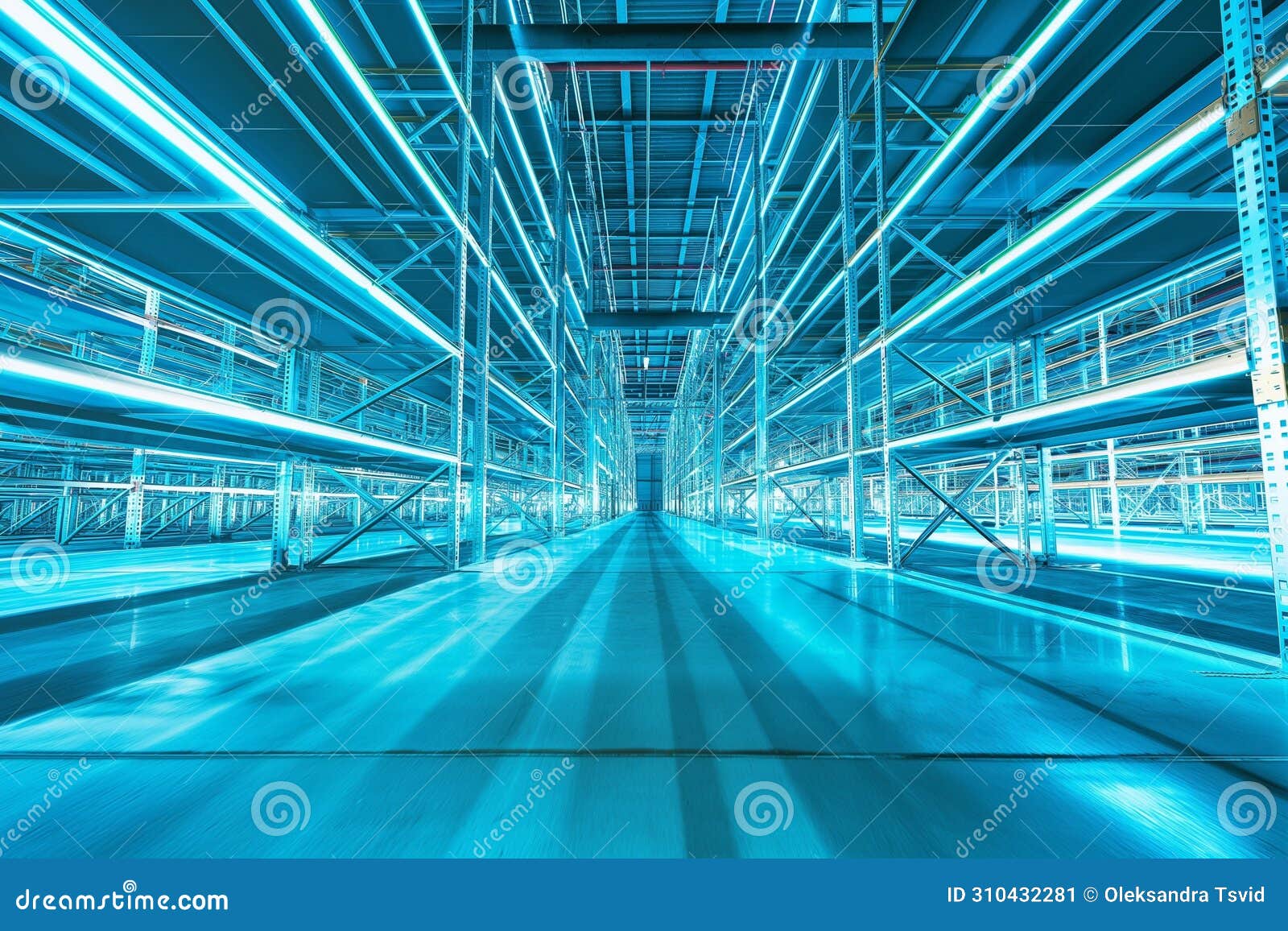 Empty Huge Distribution Warehouse with High Shelves and Pallet, Modern ...