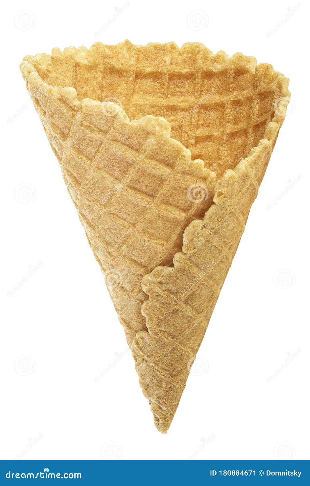 Empty Ice Cream Cone Isolated on White Background. Sweet Wafer Cone ...
