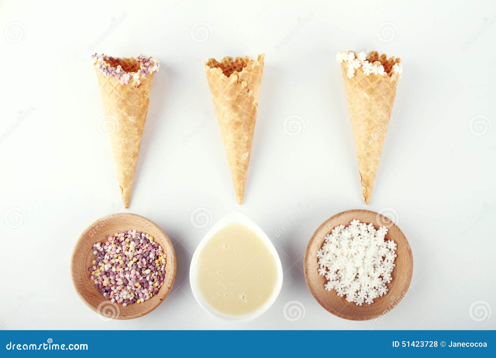 Empty Ice Cream Cones with Colorful Sprinkles, Vintage Filter Stock ...