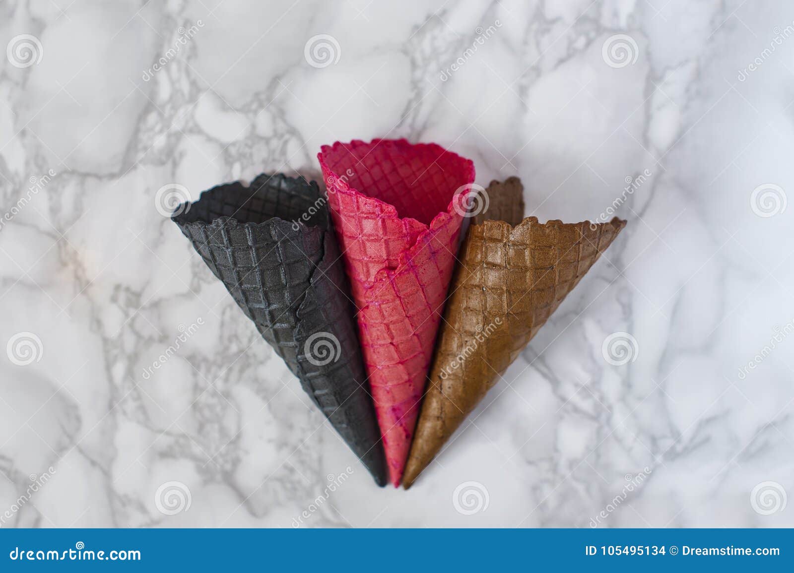 Empty Ice Cream Corns Different Colors Stock Photo - Image of calorie ...