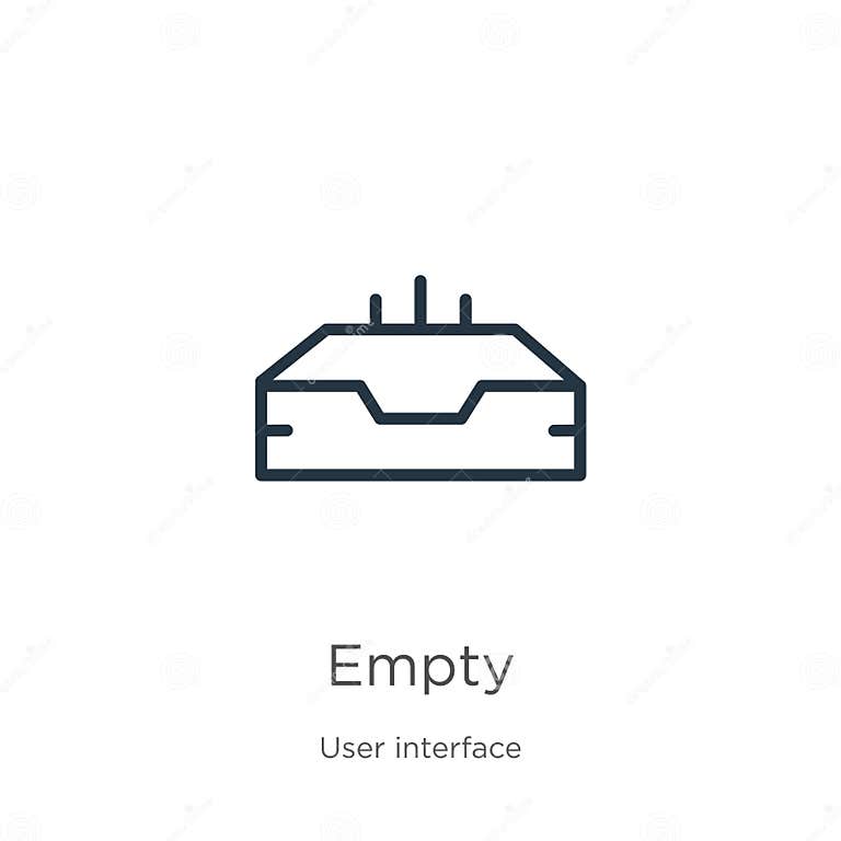 Empty Icon. Thin Linear Empty Outline Icon Isolated on White Background ...