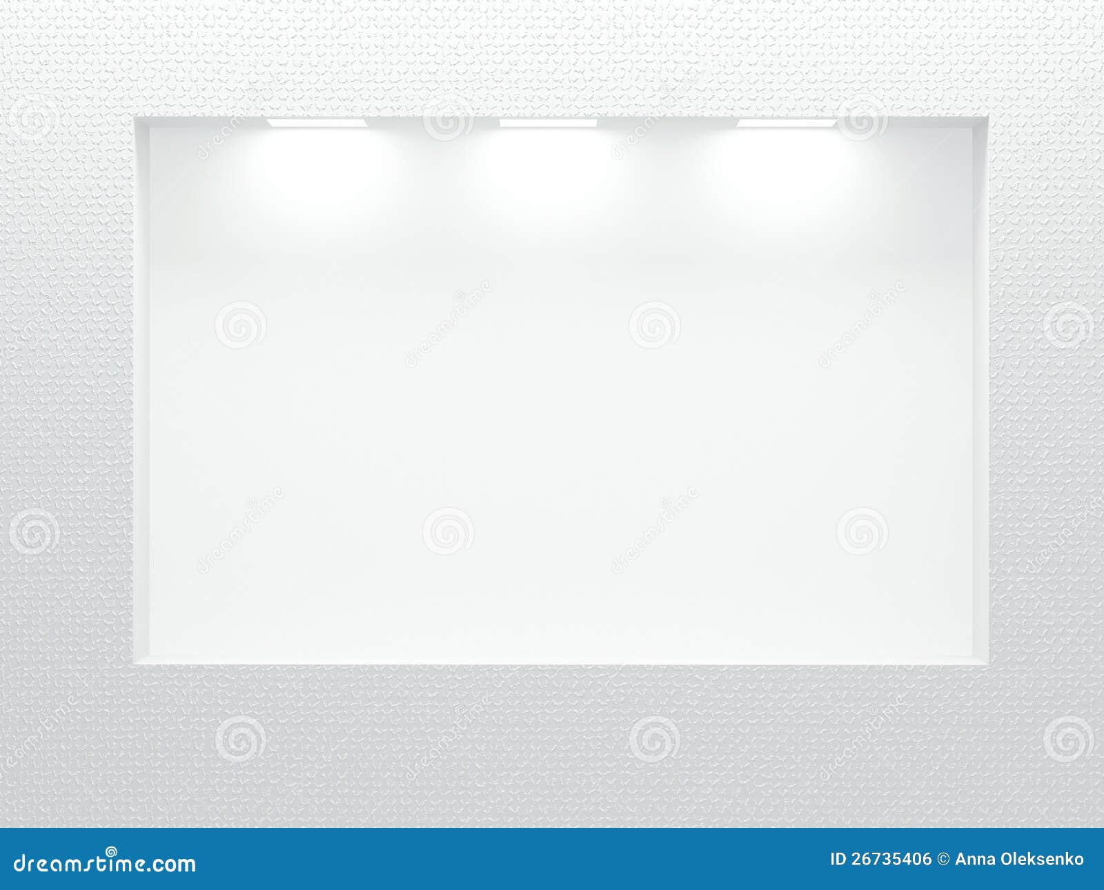 Empty Illuminated Showcase on the White Wall. Stock Illustration ...