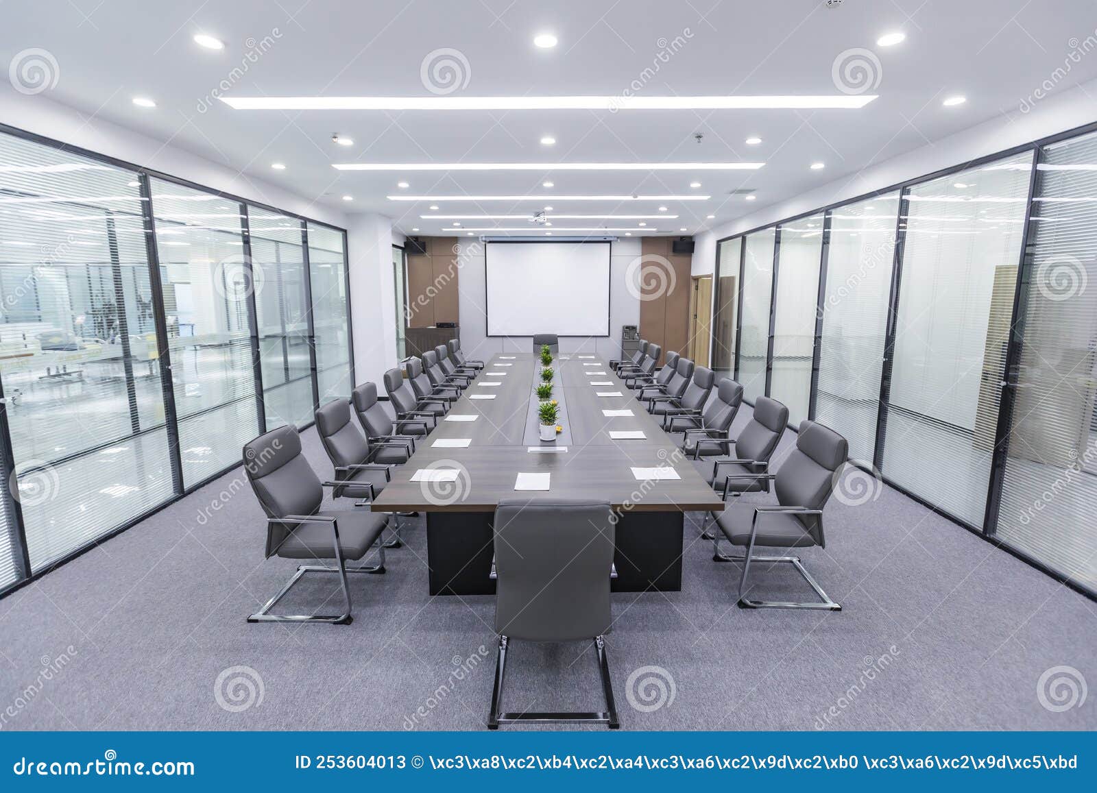 An Empty Indoor Conference Room Stock Image - Image of ceiling ...