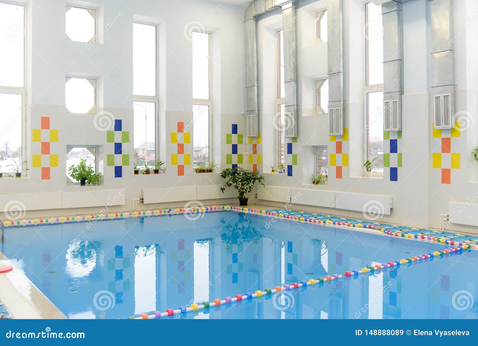 Empty Indoors Public Swimming Pool at Day Time Stock Image - Image of ...