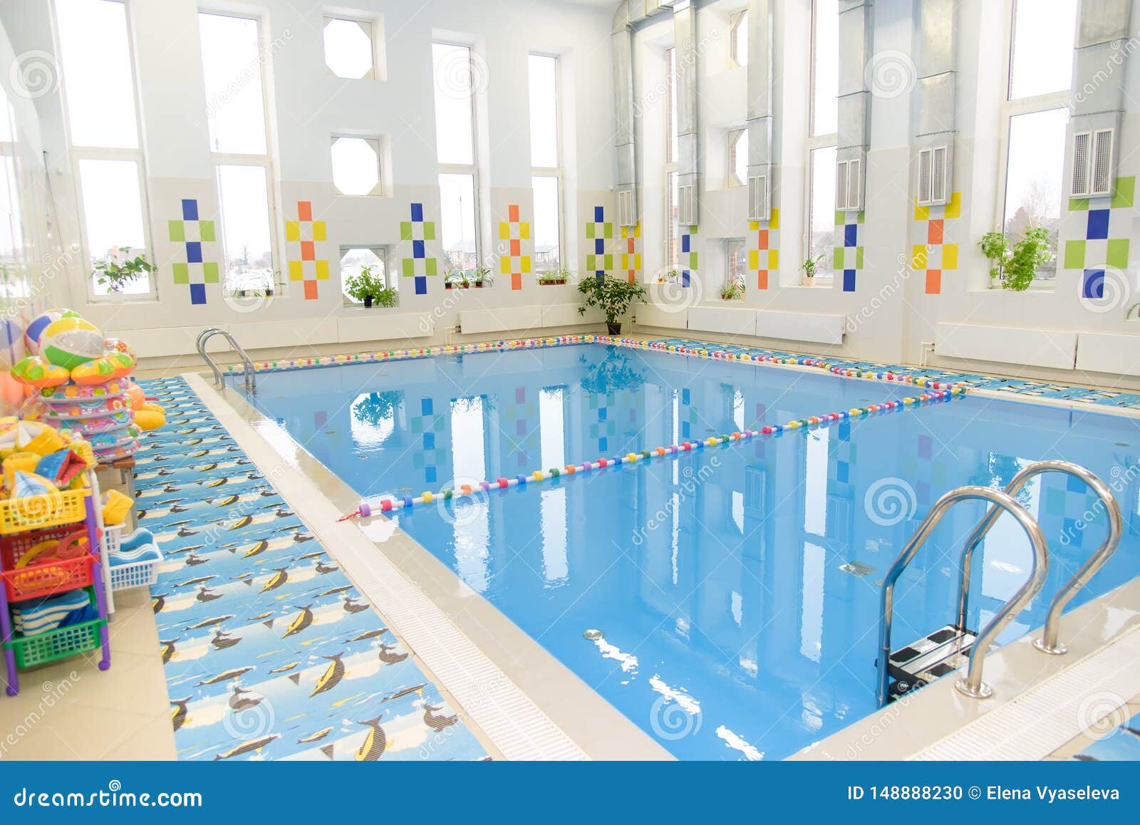 Empty Indoors Public Swimming Pool at Day Time Stock Photo - Image of ...