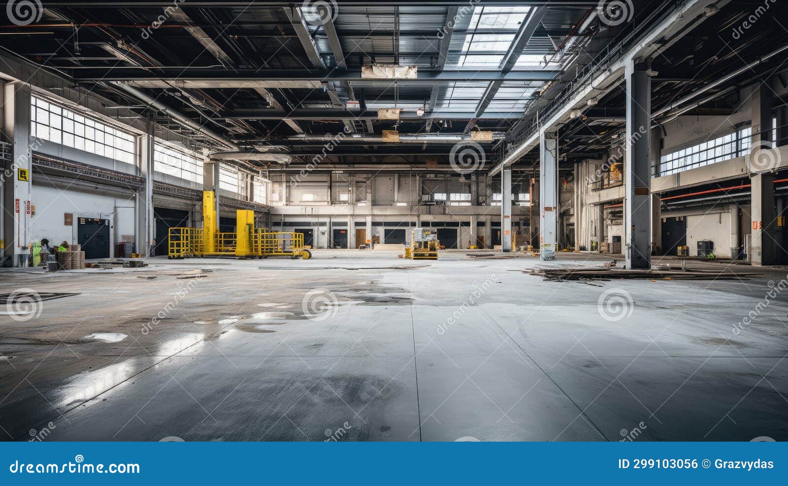 Empty Industrial Construction Site. Indoor Construction Site at a Room ...