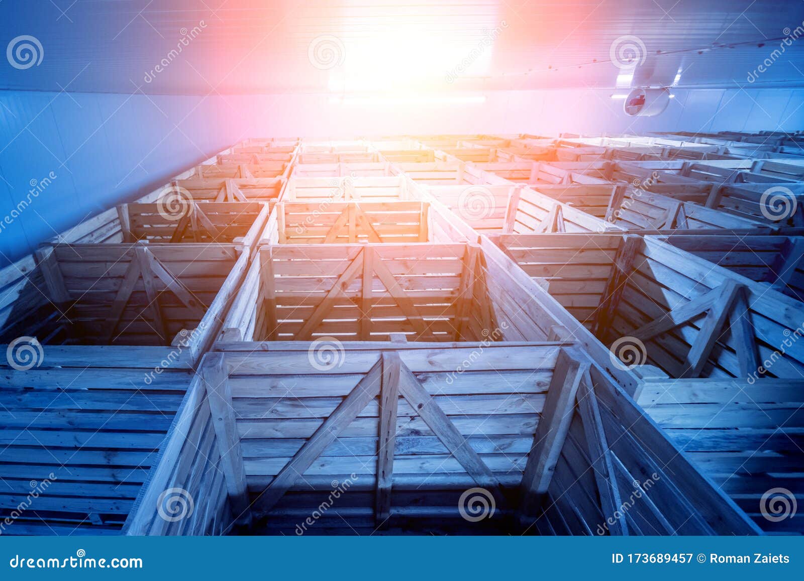 Empty Industrial Freezer Warehouse for Vegetable Storage. Stock Image ...