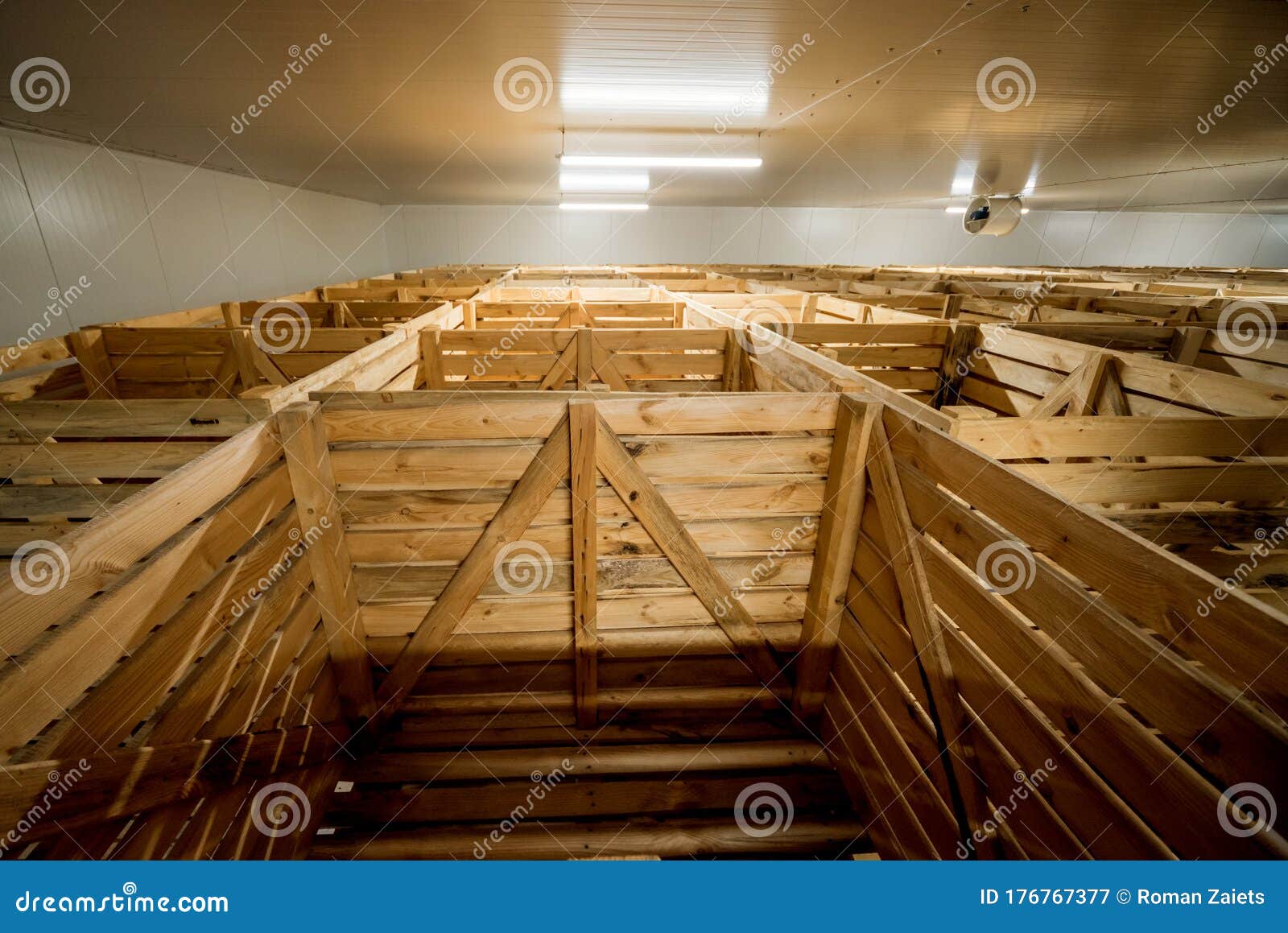 Empty Industrial Freezer Warehouse for Vegetable Storage. Stock Image ...