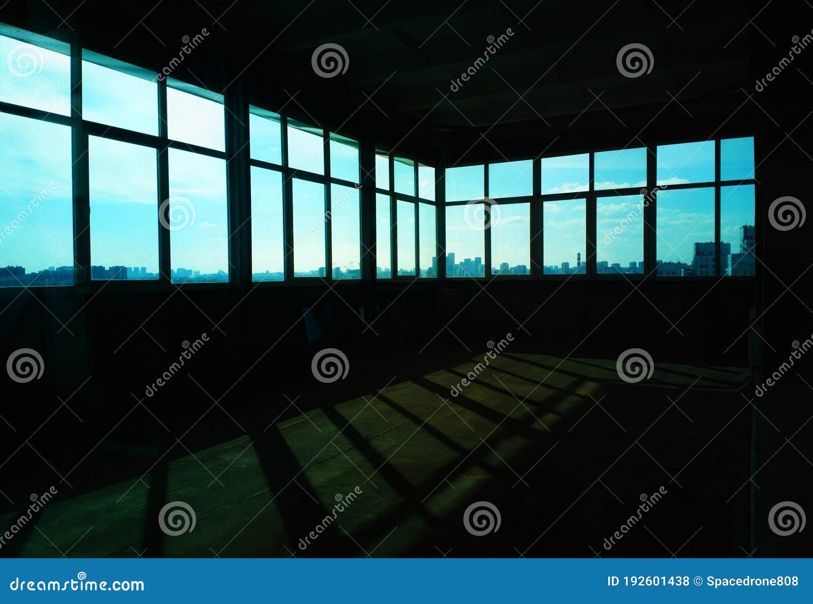 Empty Industrial Room with Multiple Windows Background Stock Photo ...