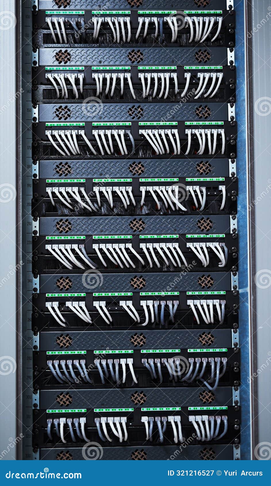 Empty, Infrastructure and Cables in Server Room for Information ...