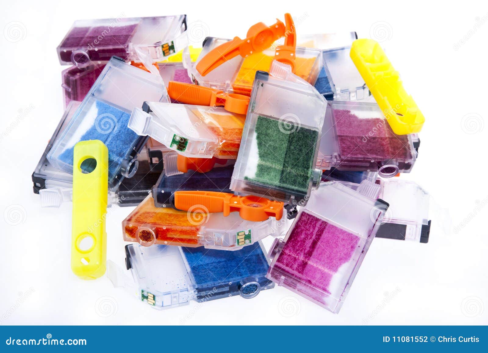 Empty Inkjet Printer Ink Cartridges Stock Photo - Image of liquid, cyan ...