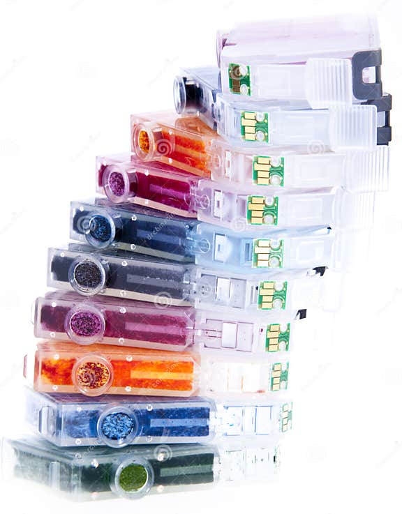 Empty Inkjet Printer Ink Cartridges Stock Image - Image of close ...
