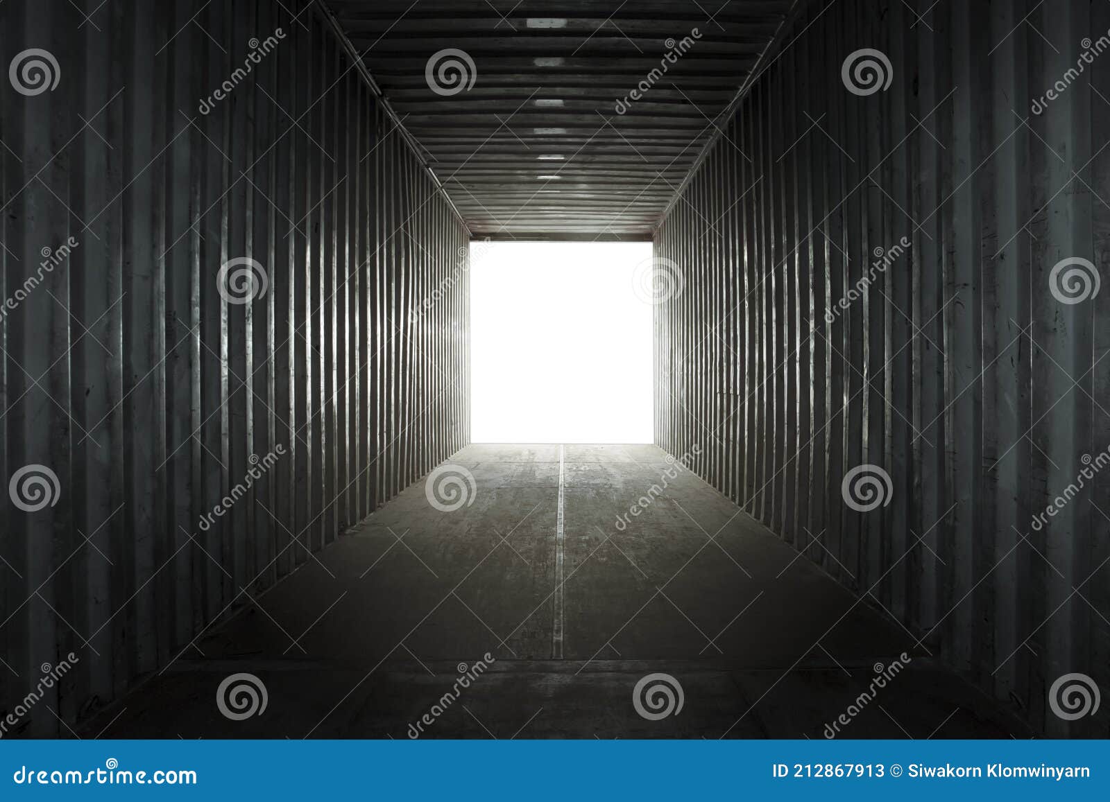 Empty Inside Blank Cargo Container Truck. Abstract Space Dark ...