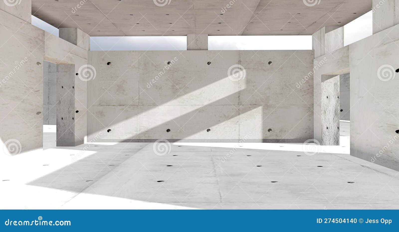 Empty Interior of Concrete Structure with Solar Lighting from the ...