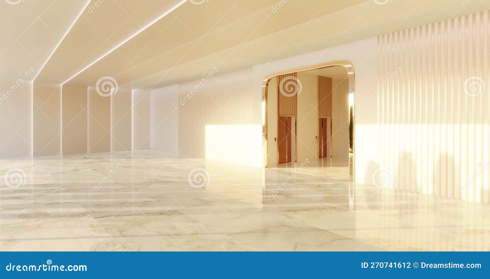 Empty Interior Hall with Modern and Retro Design Stock Illustration ...
