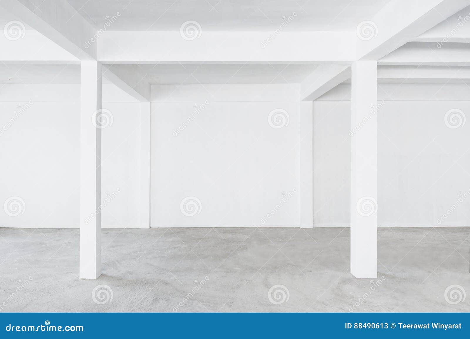 Empty Interior Loft Space Background White Wall Building Stock Image ...