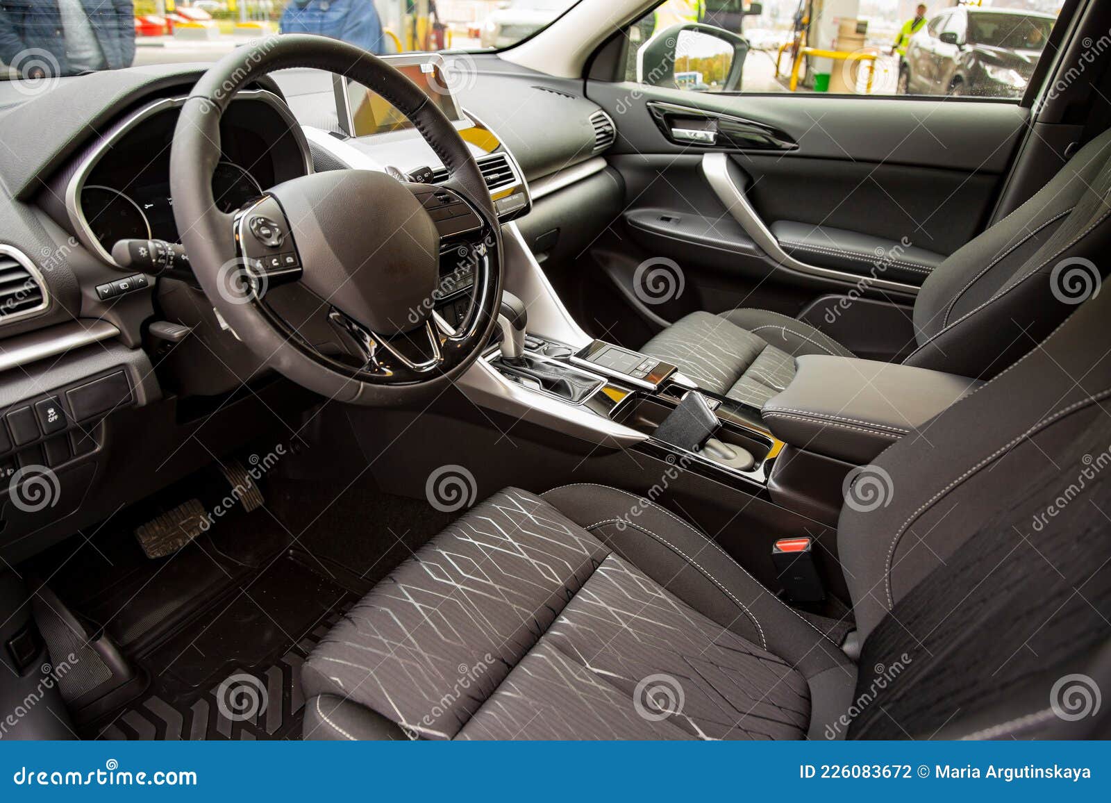 Empty Interior of Modern Premium Car. Black Interior, Driver S Seat ...