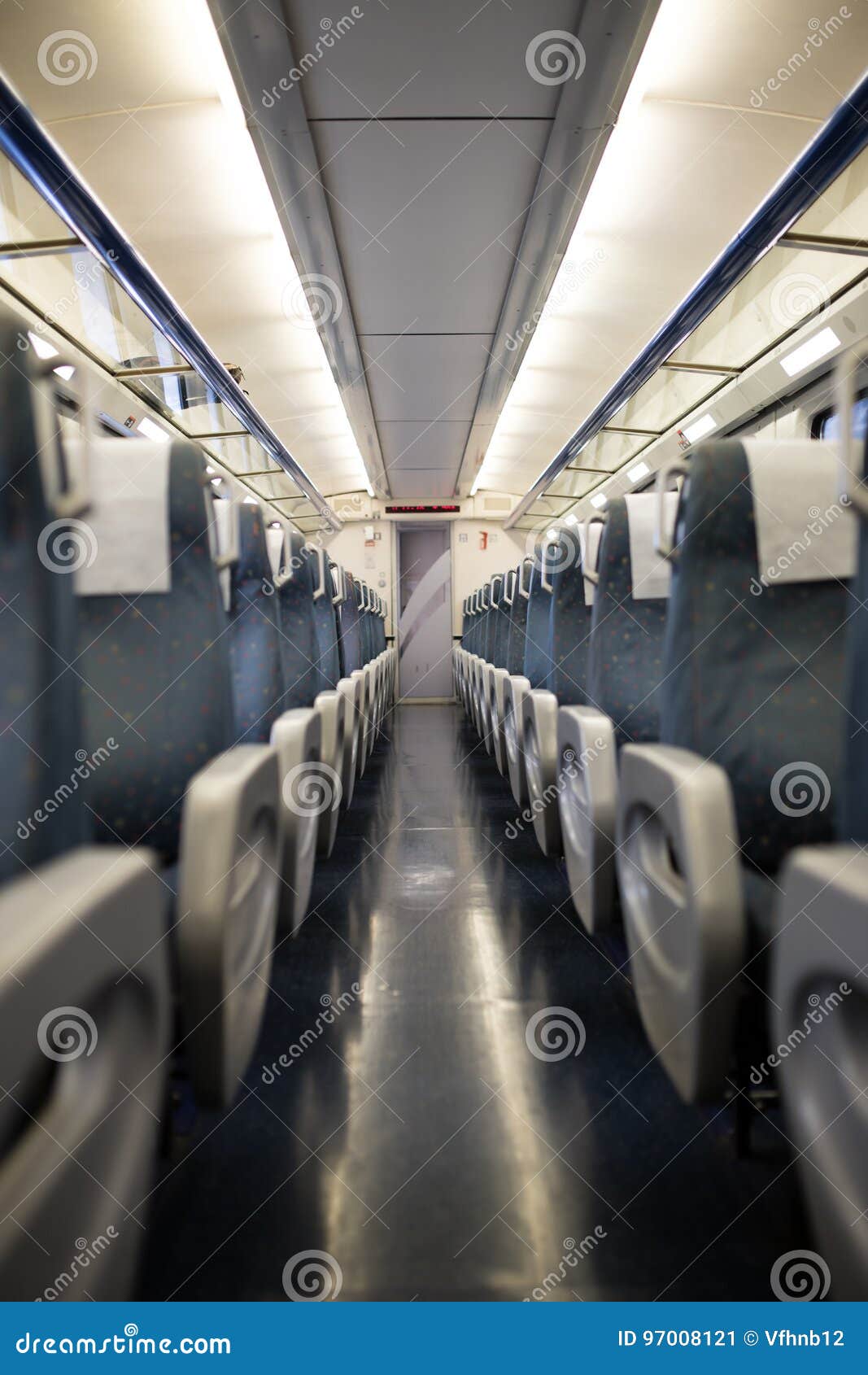 Empty Interior of a Passenger Train Car Aka Coach or Carriage . Rows of ...