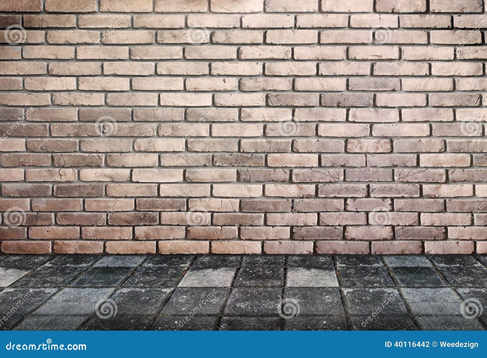 Empty Interior Perspective - Brick Wall and Footpath Stone Ground Stock ...