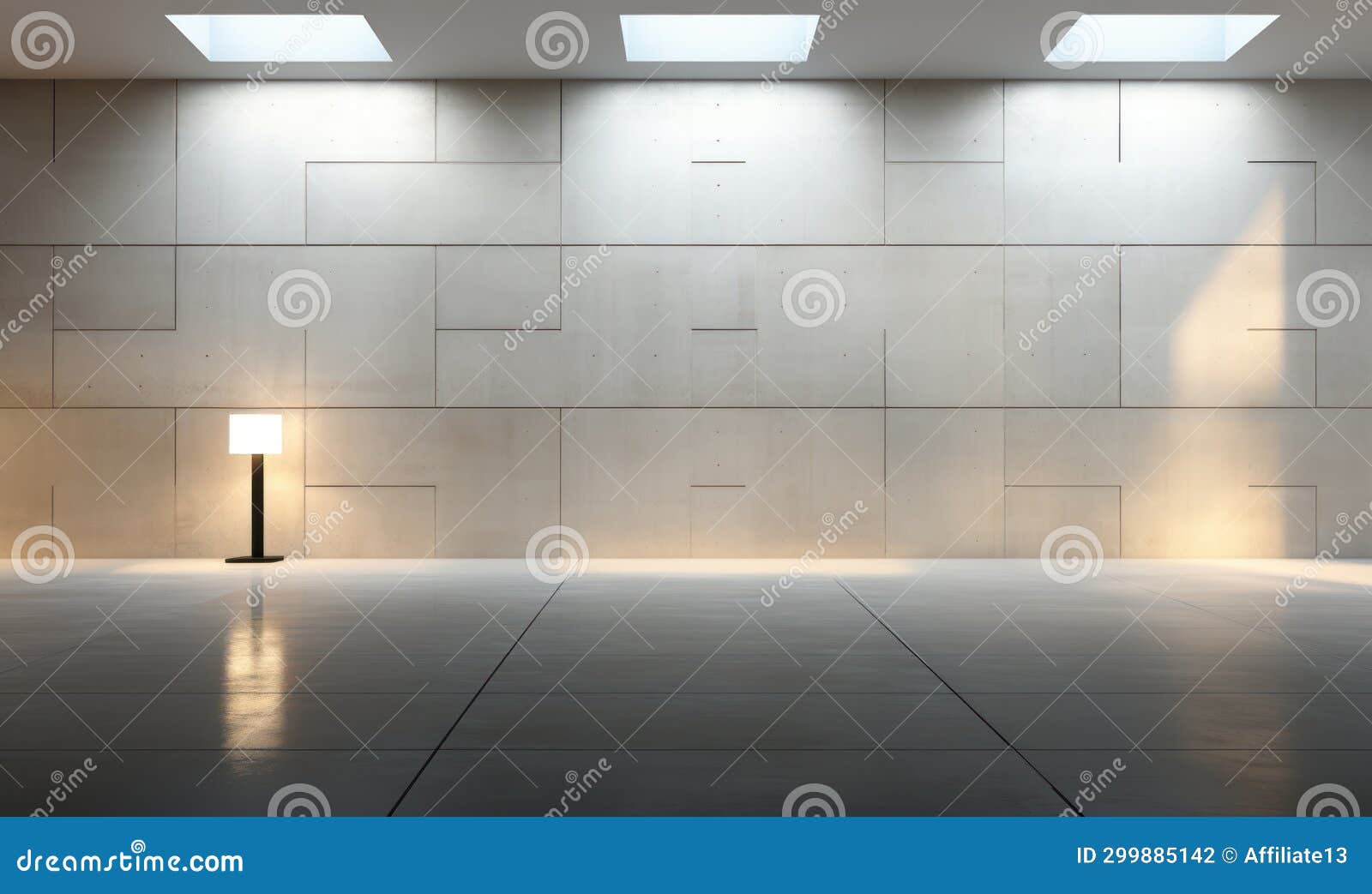 Empty Interior Room Space, Big Windows, Concrete Floor with a Large ...