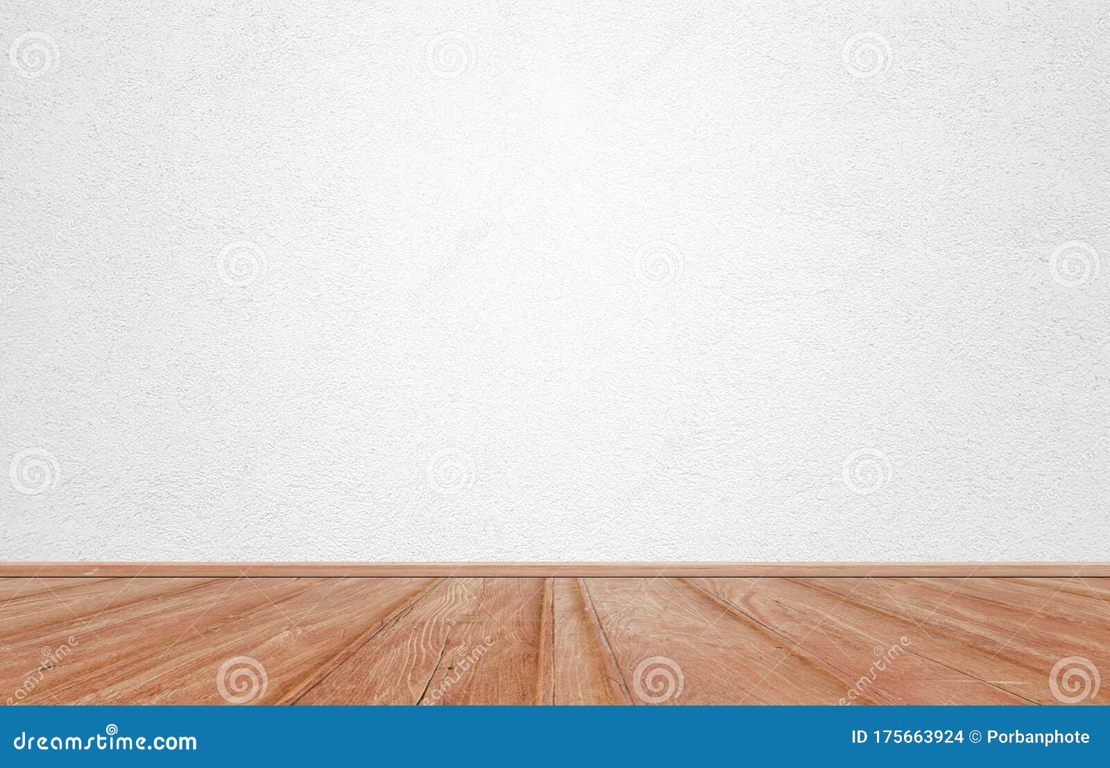 Empty Interior Room with White Cement Wall Texture and Brown Wooden ...