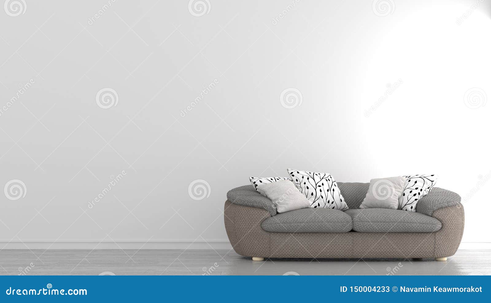 Empty Interior, Sofa in White Room Stock Illustration - Illustration of ...