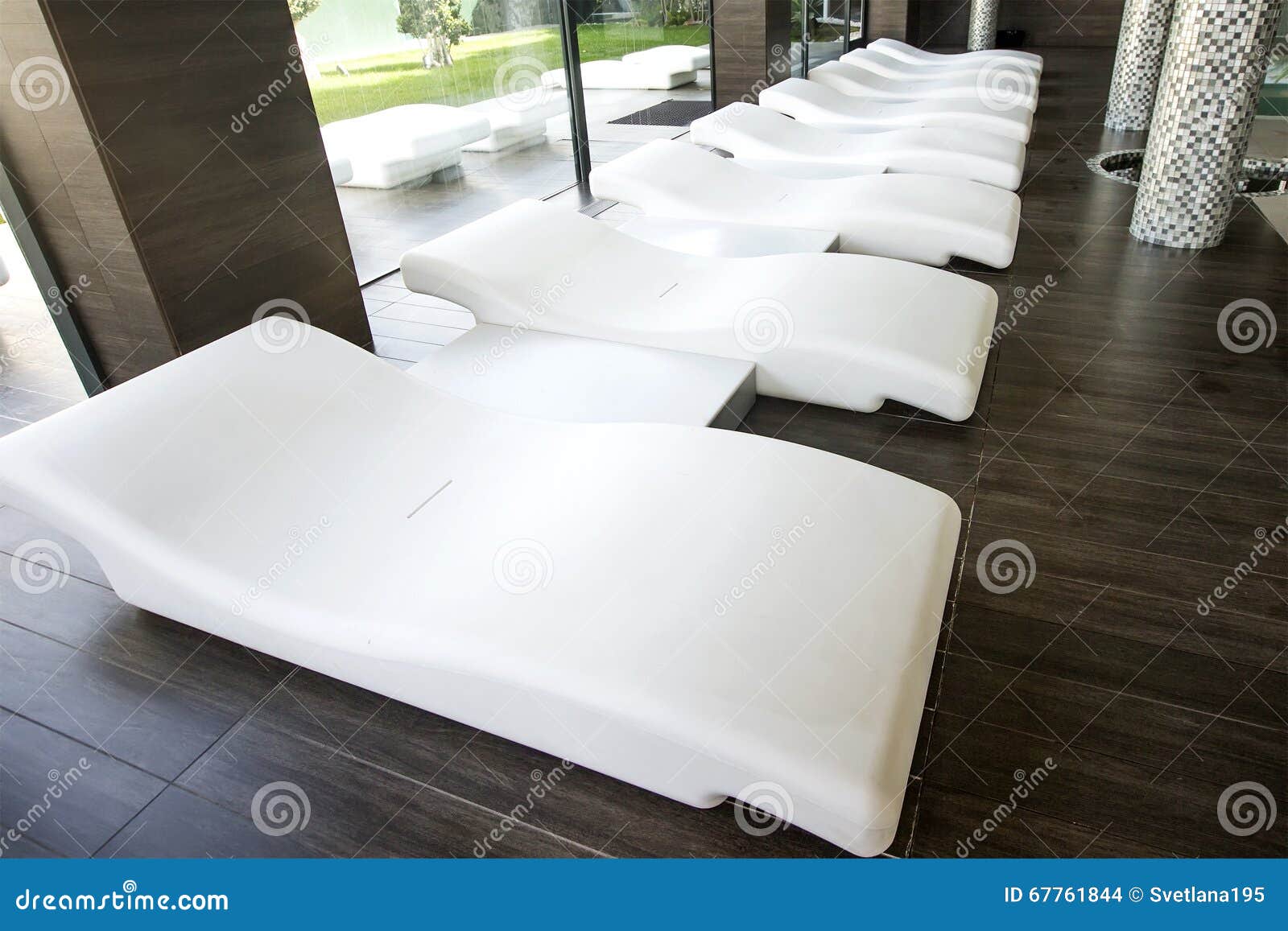 Empty Interior Swimming Pool with Relaxation Area. Stock Photo - Image ...