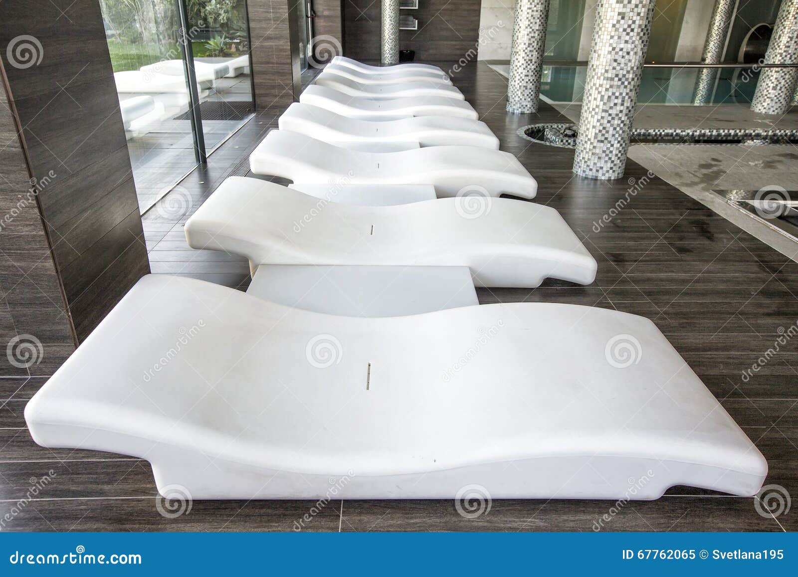 Empty Interior Swimming Pool with Relaxation Area. Stock Image - Image ...