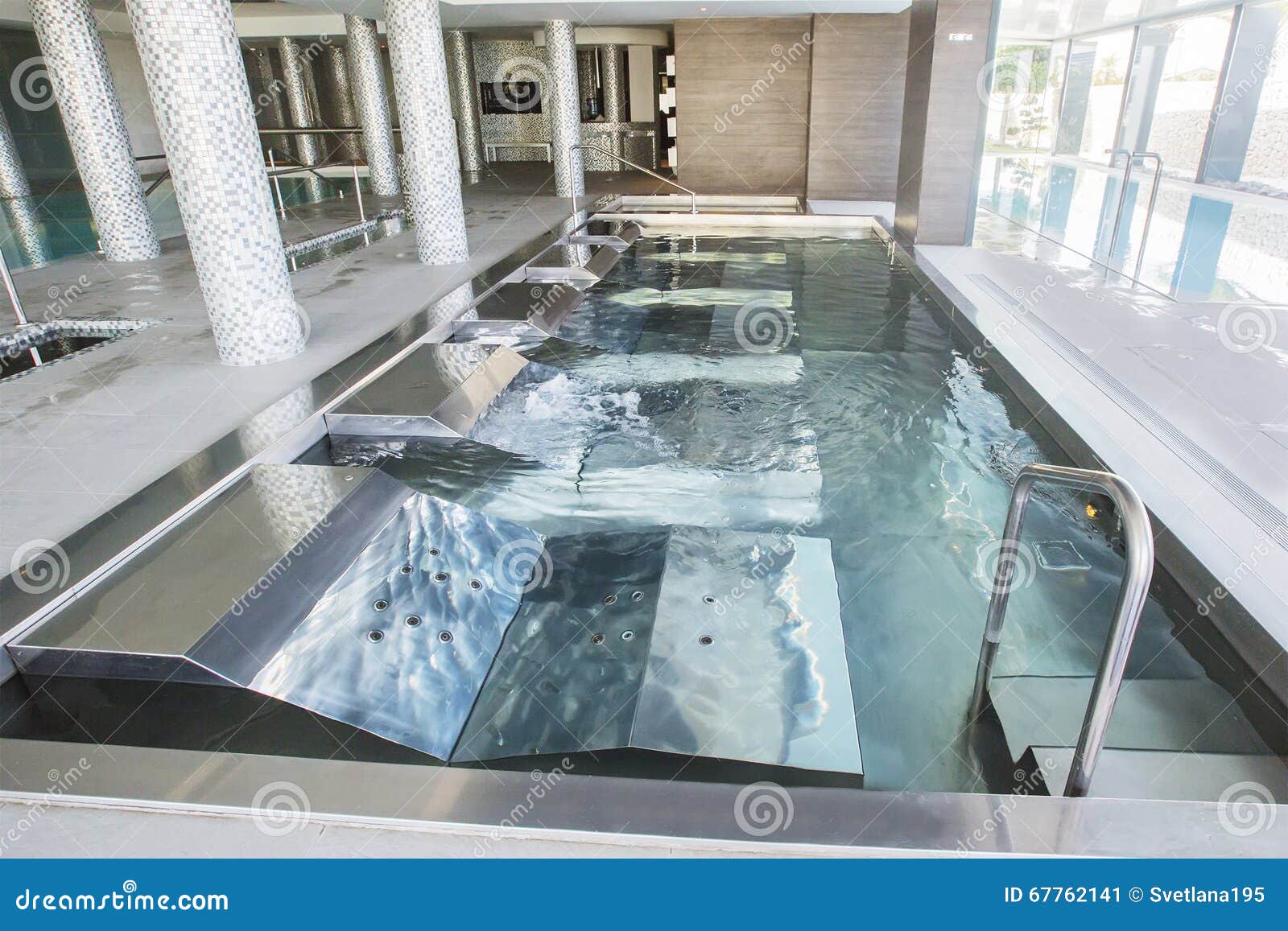 Empty Interior Swimming Pool with Relaxation Area. Stock Image - Image ...