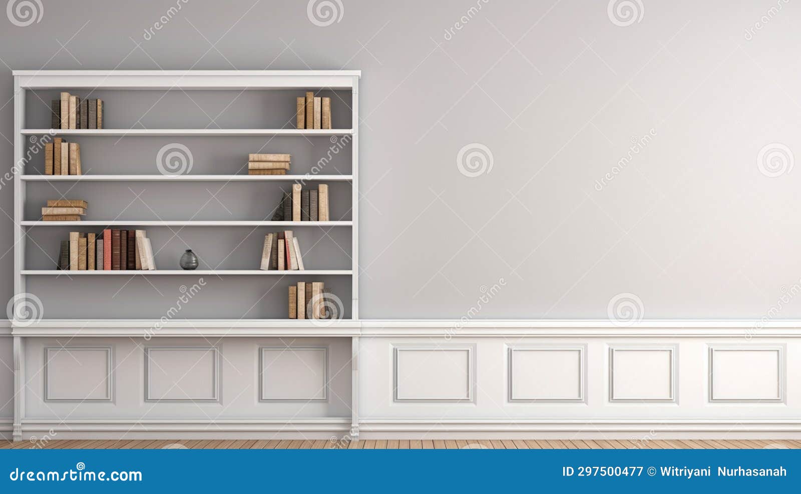 Empty Interior with Wall Bookcase. Bookcase in Empty Room. Generative ...